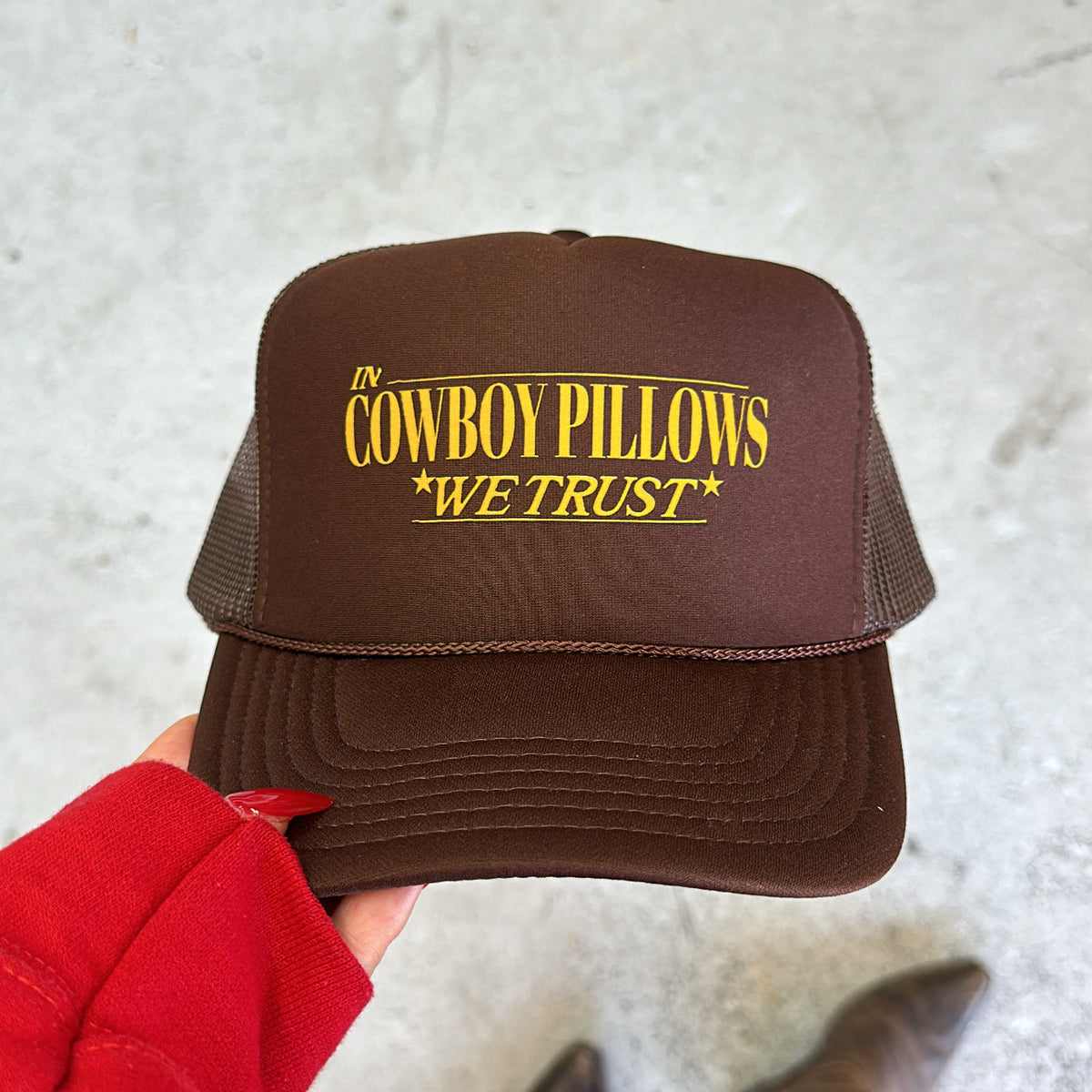 "In Cowboy Pillows We Trust" Trucker Hat – Padres Style ...